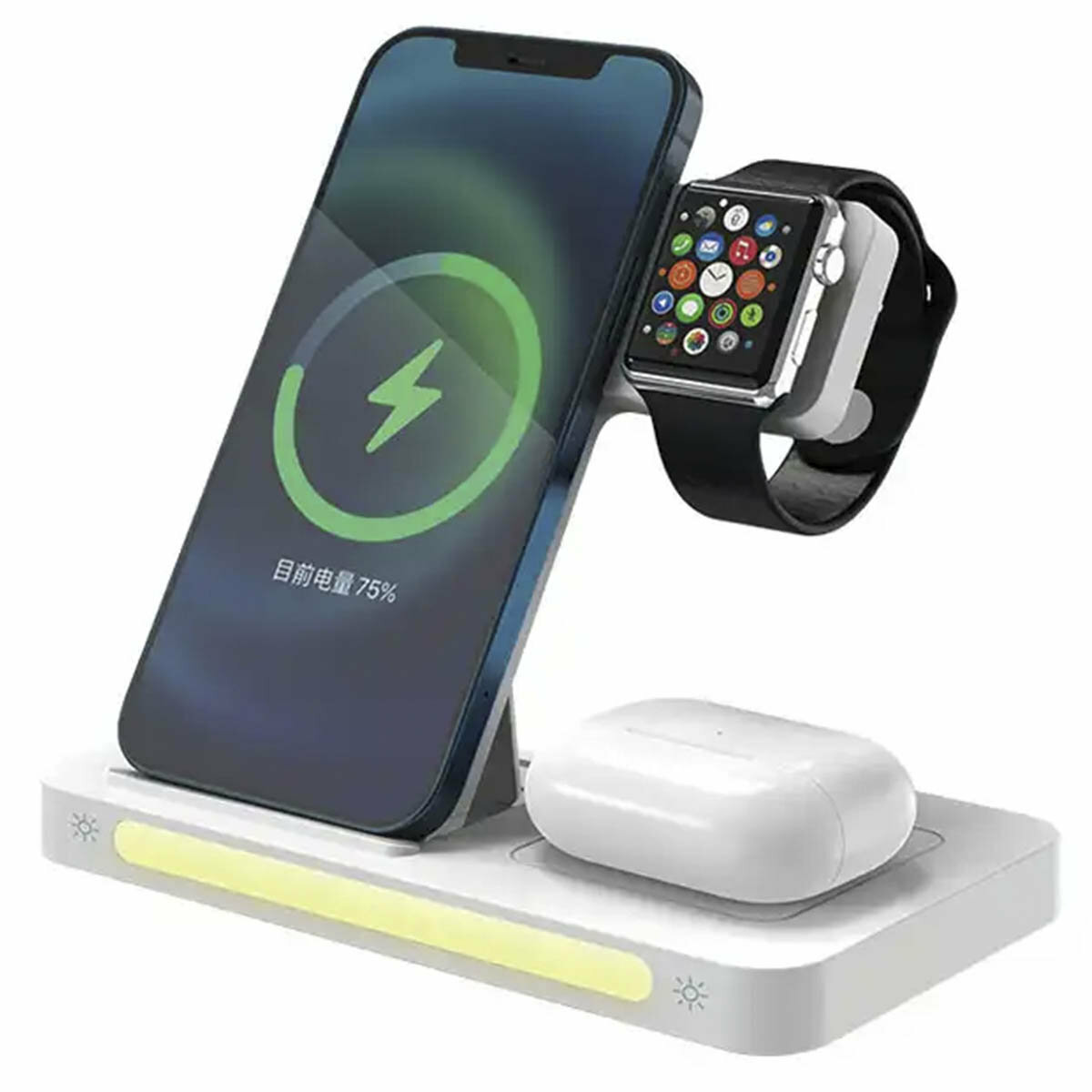 Зарядная станция-ночник 3 в 1 Earldom WC27 15W, белая