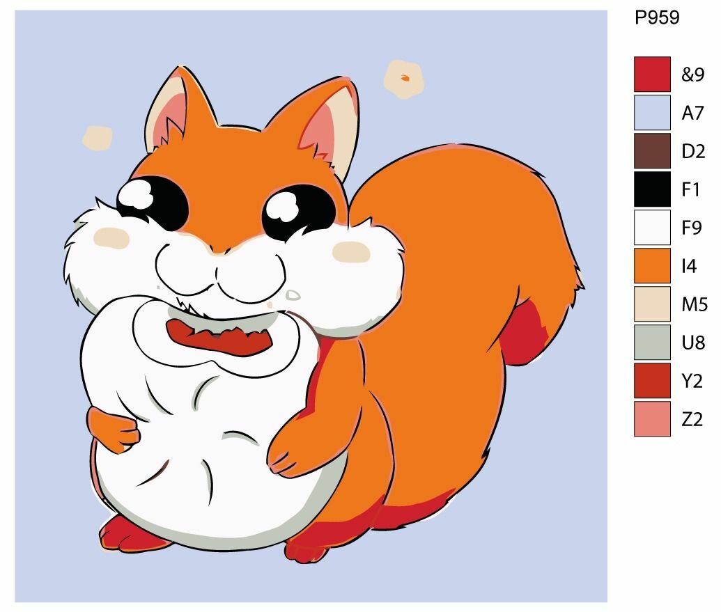 Детская картина по номерам P959 "Белка и хинкал" 30x30