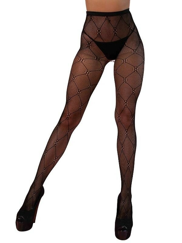 Колготки из мелкой сетки с рисунком цветочков «Amor EL №200» (S/L)