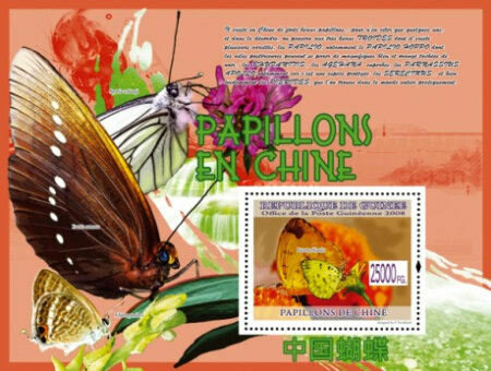 Почтовые марки Гвинея 2008г. "Китайские бабочки" Бабочки MNH
