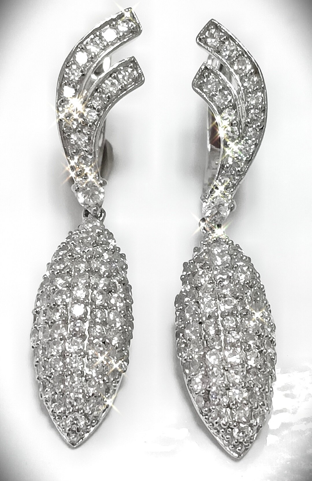 Серьги, серебро, 925 проба, родирование, фианит