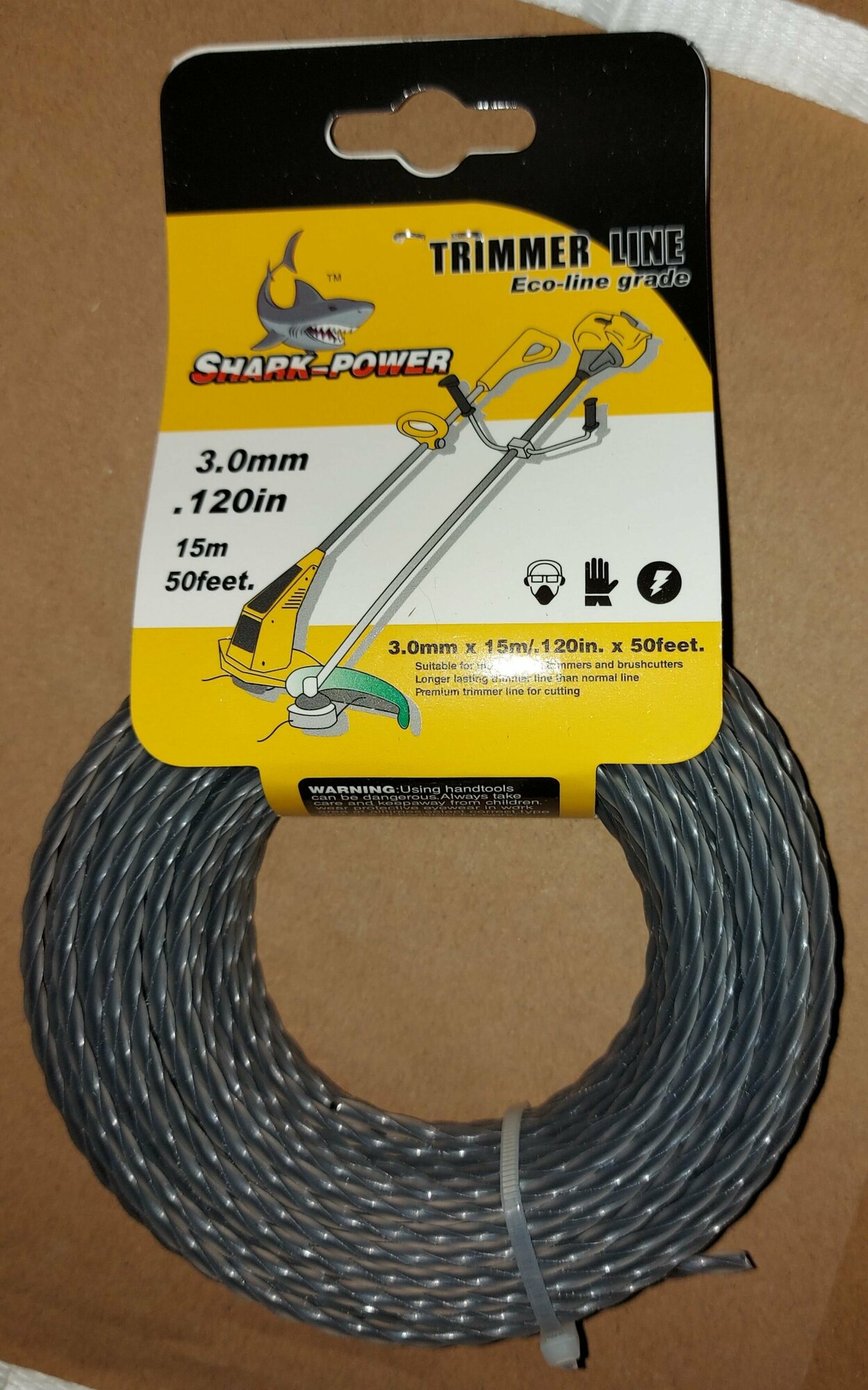 Леска для триммера 3мм*15 м. п с тросиком внутри витая