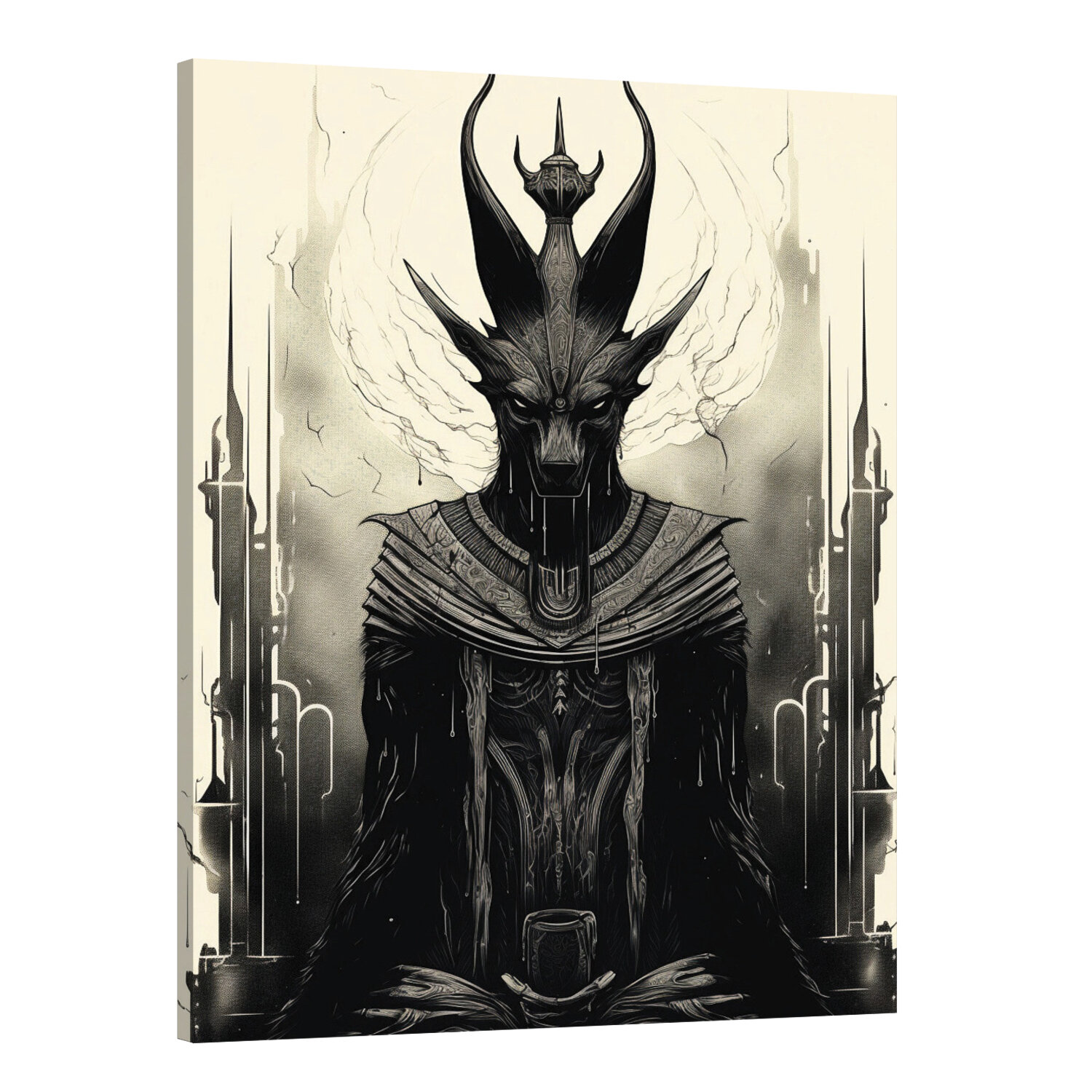 Интерьерная картина 50х70 "Анубис: воплощение судьбы и справедливости"