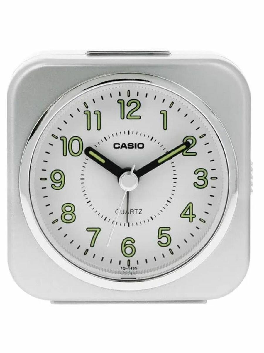 Часы Casio TQ-143S-8, квадратные, неоновые, будильник, подсветка