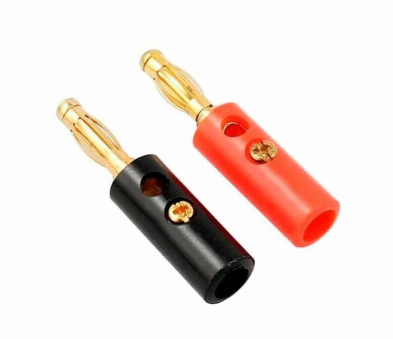 Разъем на акустический кабель "банан" комплект 2(черный+красный)