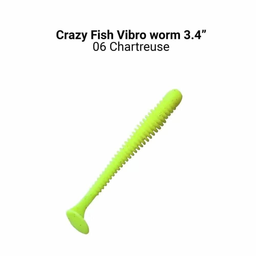 Силиконовая приманка для рыбалки, Crazy Fish VIBRO WORM-F 3.4' Кальмар # 06 (5шт), 85 мм, 2.8 г, # 6