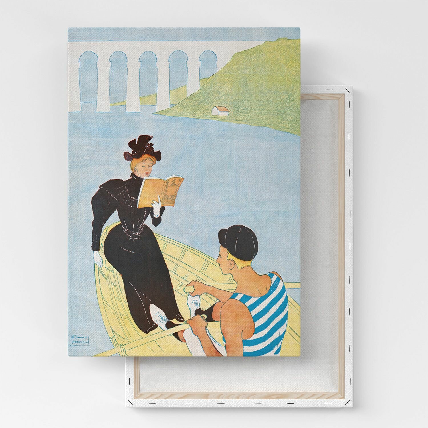 Картина на холсте, репродукция / Эдвард Пенфилд - Woman reading in a row boat / Размер 30 x 40 см