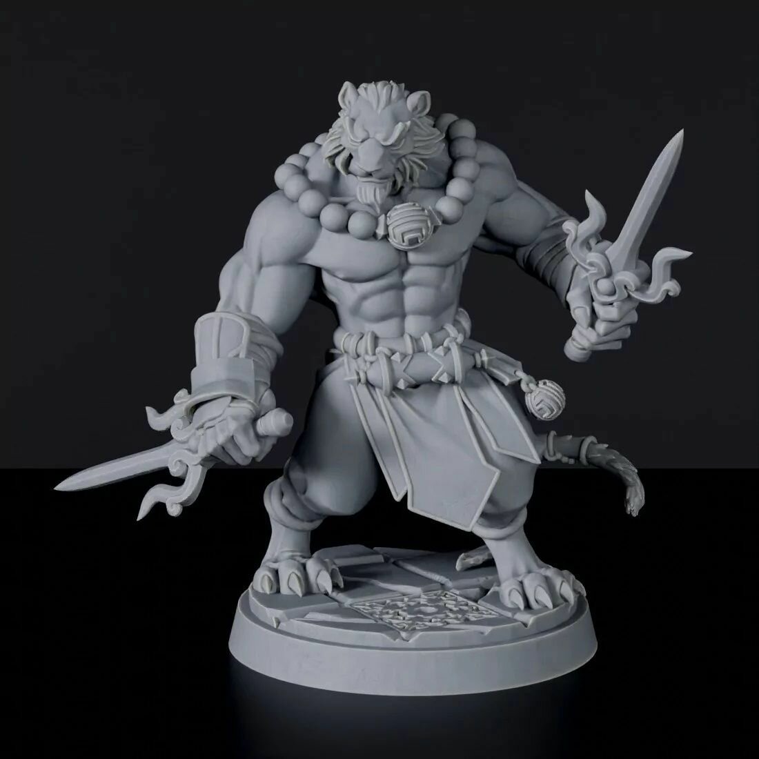 Миниатюра D&D "Зверочеловек лев монах с саями" 32 мм (DnD, Dungeons & Dragons, ДнД, Подземелья и Драконы, Pathfinder)