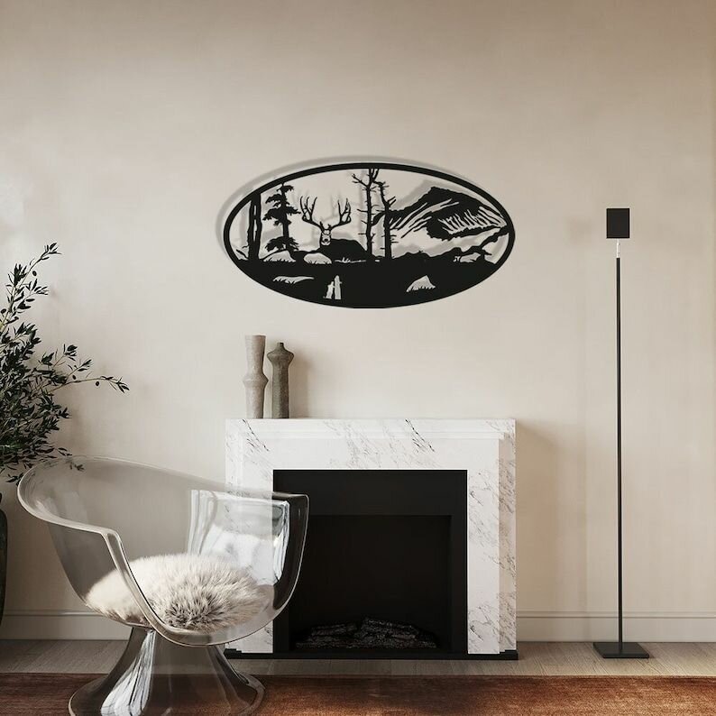 Декоративное панно деревянное, Дикая природа (черный цвет)