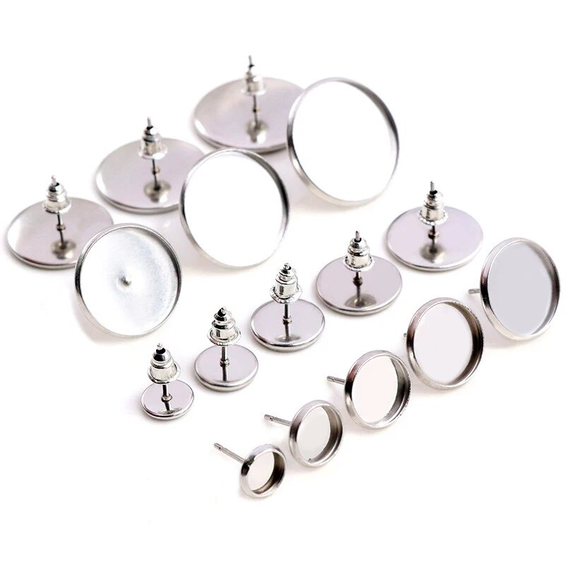 Серьги-гвоздики из нержавеющей стали, 14mm X 20pcs
