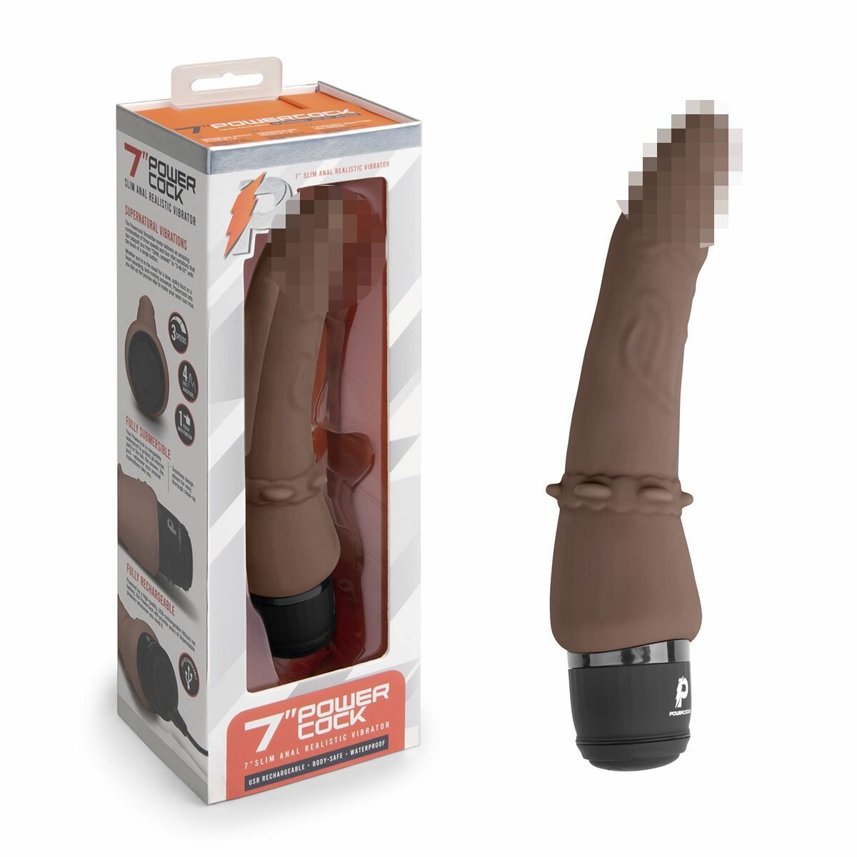 Тонкий анальный массажер 7 Slim Anal Realistic Vibrator шоколад