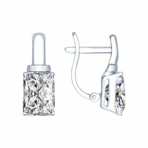 Серьги, серебро, 925 проба, родирование, фианит