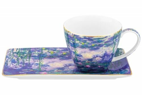 Чашка Elan Gallery Еlan Gallery с блюдцем для десерта "Водяные лилии", NEW BONE CHINA (420623 Elan)