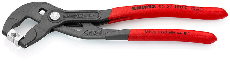 KNIPEX KN-8551180C Щипцы для хомутов с защёлкой, 180 мм, узкая голова, для труднодоступных мест