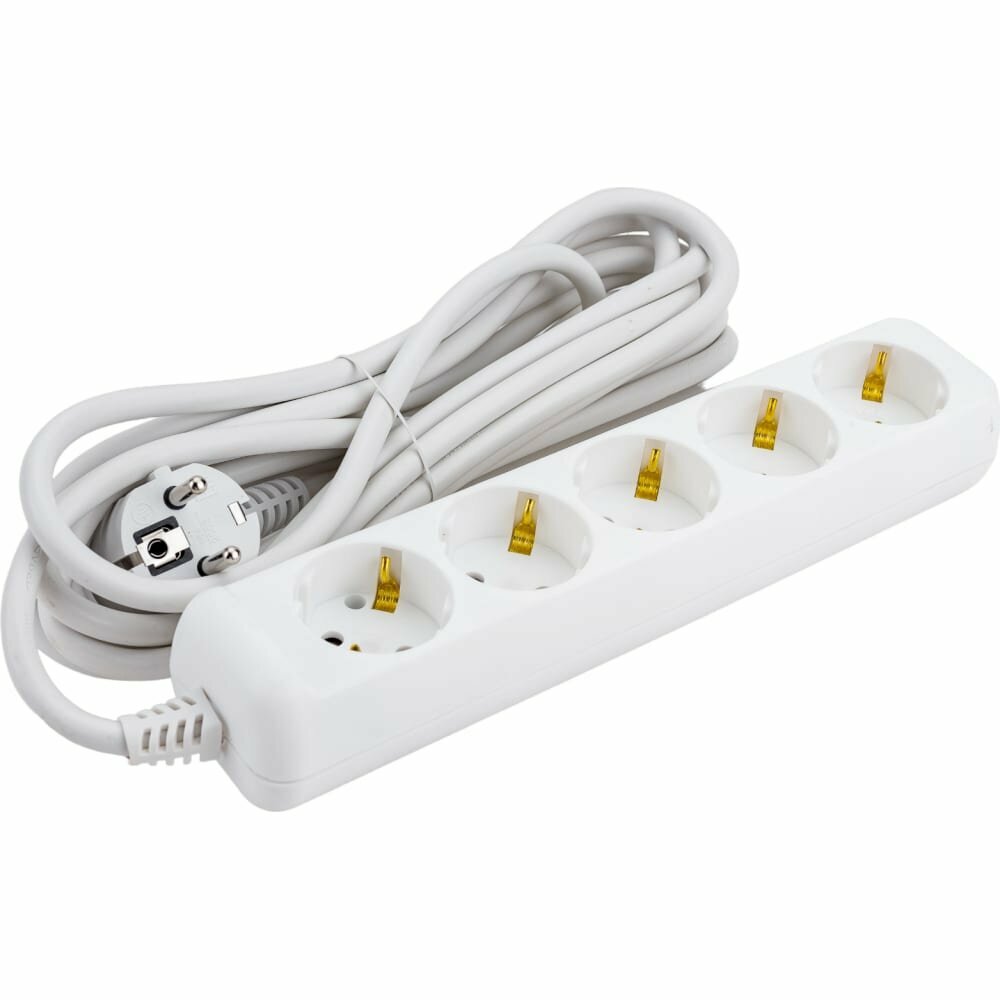 Электрический удлинитель ЭРА U5e5m3x1,5 с заземлением 5 розеток 5м ПВС 3x1,5мм2 16А Б0044039