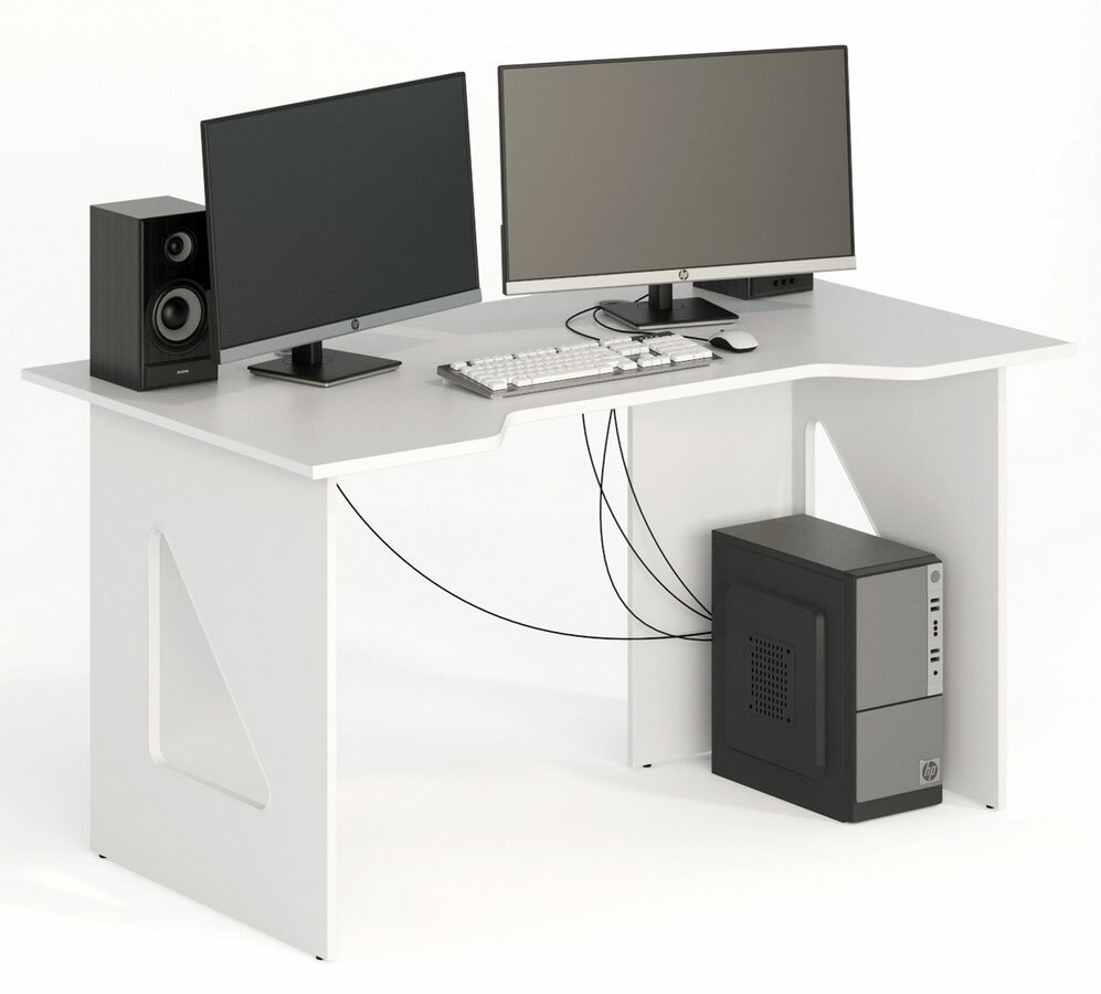 Стол компьютерный игровой геймерский для ПК №8 (цвет: белый)