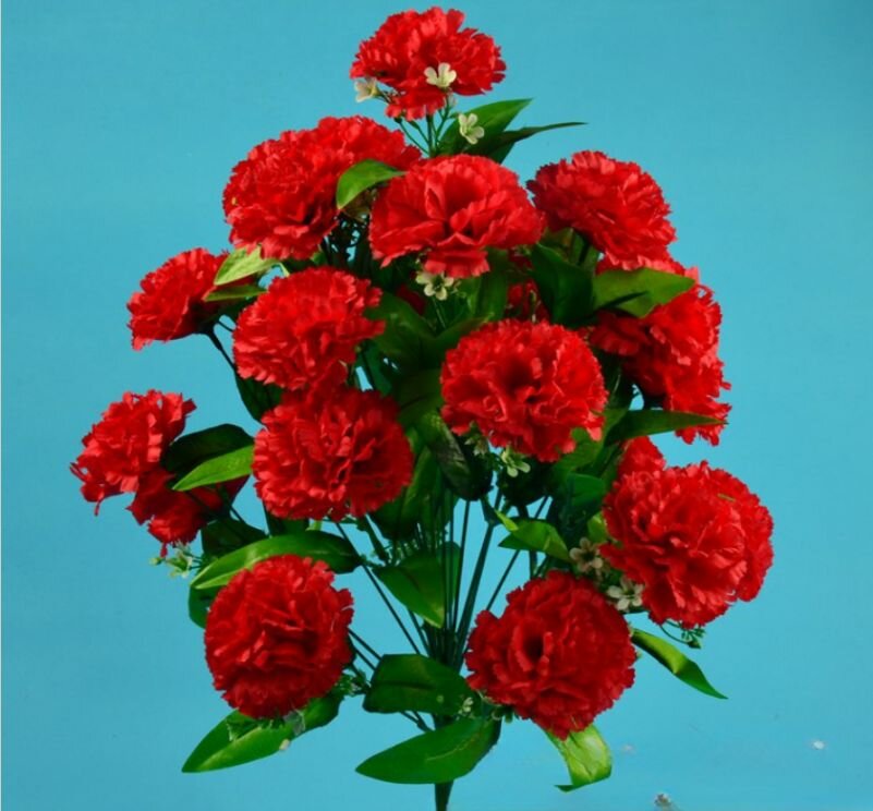 Искусственные цветы"Гвоздика"(Розово-красные)