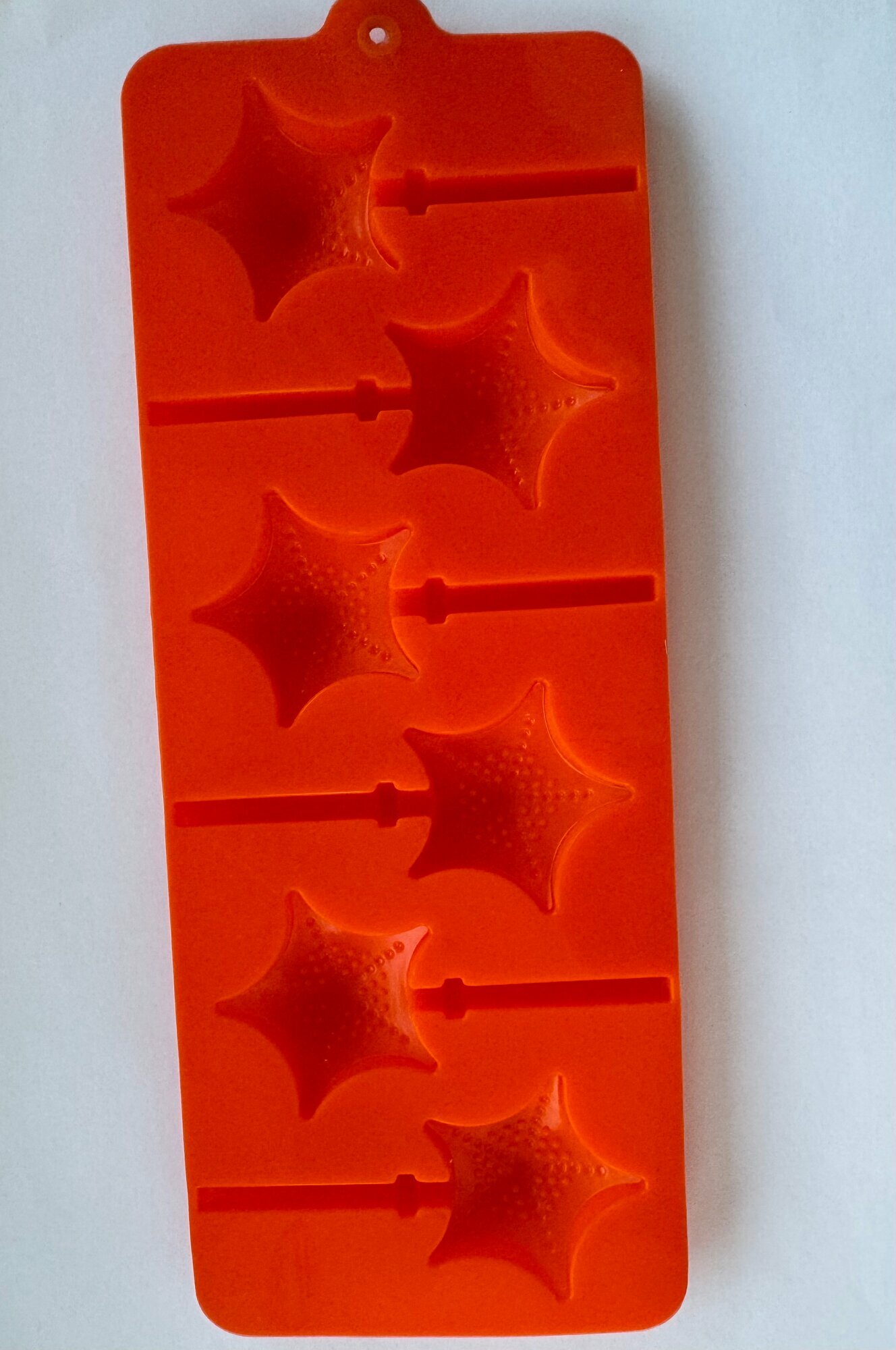 Силиконовая форма для леденцов - Звёзды - 6 ячеек оранжевый