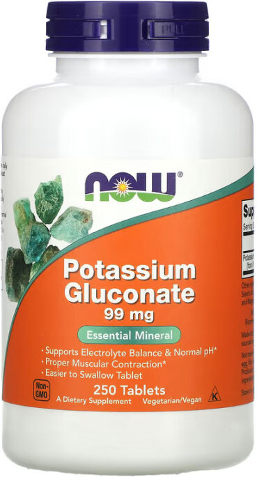Potassium Gluconate 99 mg Vegetarian NOW (250 таб)