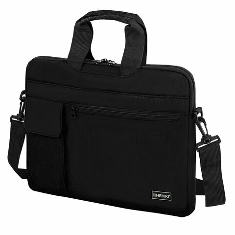 Сумка портфель HEIKKI NOVATION (хейки) с отделением для ноутбука 13-14", багажная лента, черная, 28х38х3 см, 272594