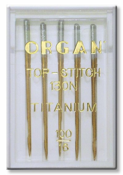 Иглы для швейных машин "ORGAN" TOP-STITCH Titanium 5 шт 5616100 № 100