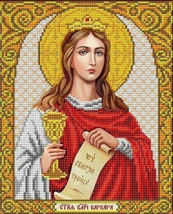 Ткань с рисунком для вышивания бисером Благовест ИС-4041 Святая Варвара, 20 х 25 см (Бисер в комплект не входит.)