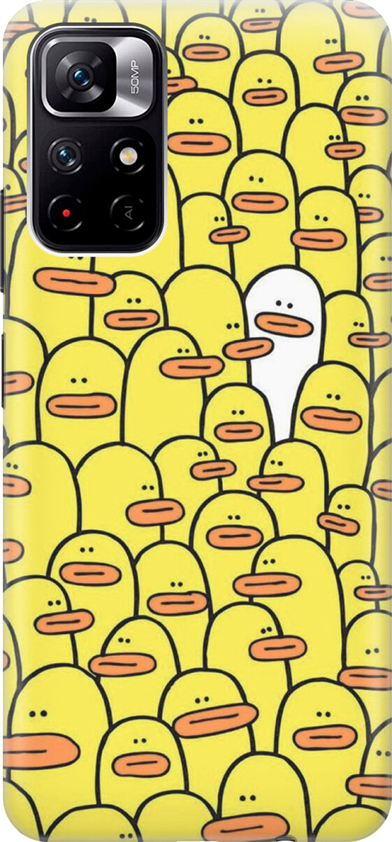 Силиконовый чехол Белая ворона на Xiaomi Poco M4 Pro 5G / Сяоми Поко М4 Про с эффектом блика