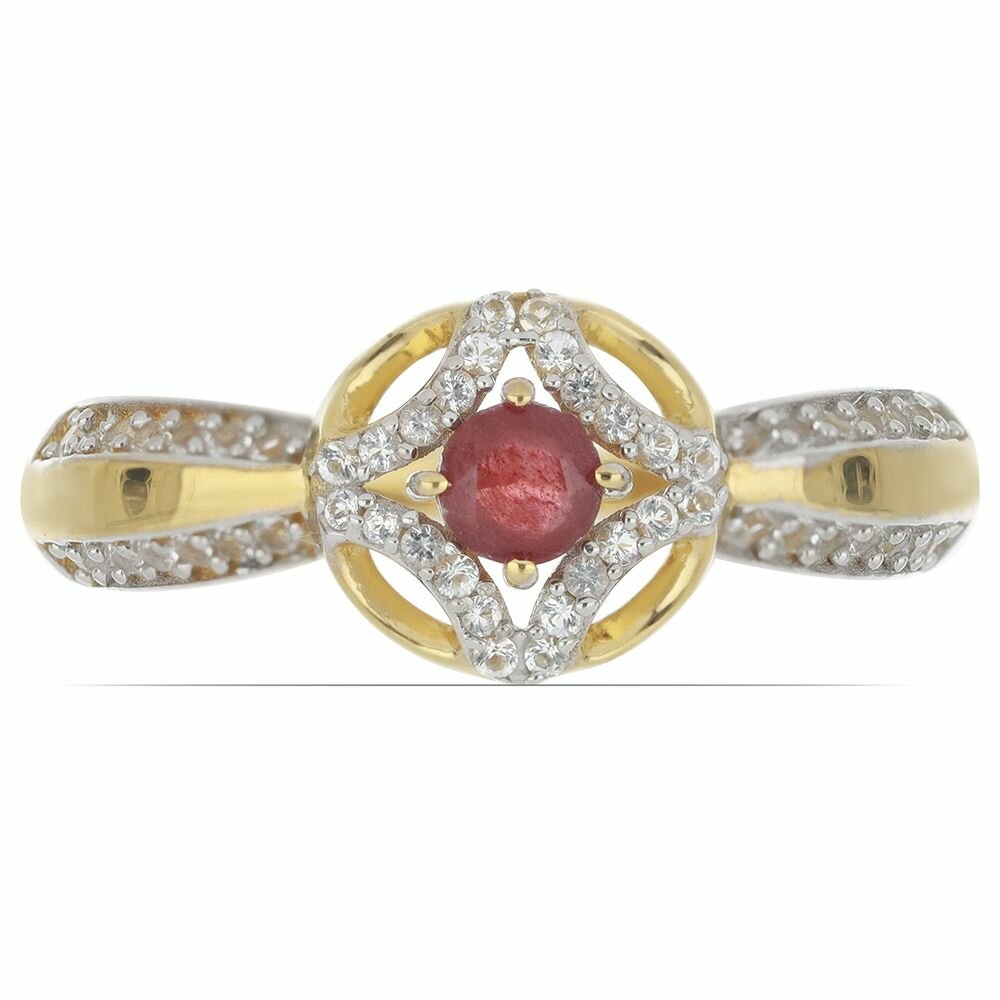 Кольцо тонкое, серебро, 925 проба, рубин, топаз