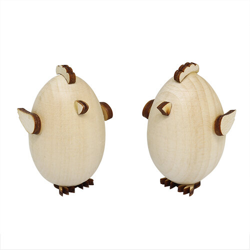 Деревянная заготовка Цыпленок-Яйцо, h5,5*3,5*4см. В комплекте 2 штук.