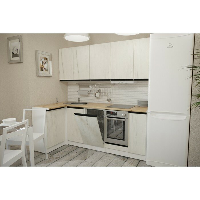 Кухонный гарнитур угловой «Амели прайм», 2000×1100 мм, цвет белый/дуб бунратти/дуб грей