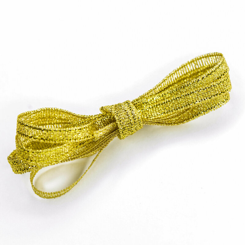 Лента парчовая 30 м, цвет золотой металлик, ширина 5 мм, для рукоделия / декора / упаковки подарков