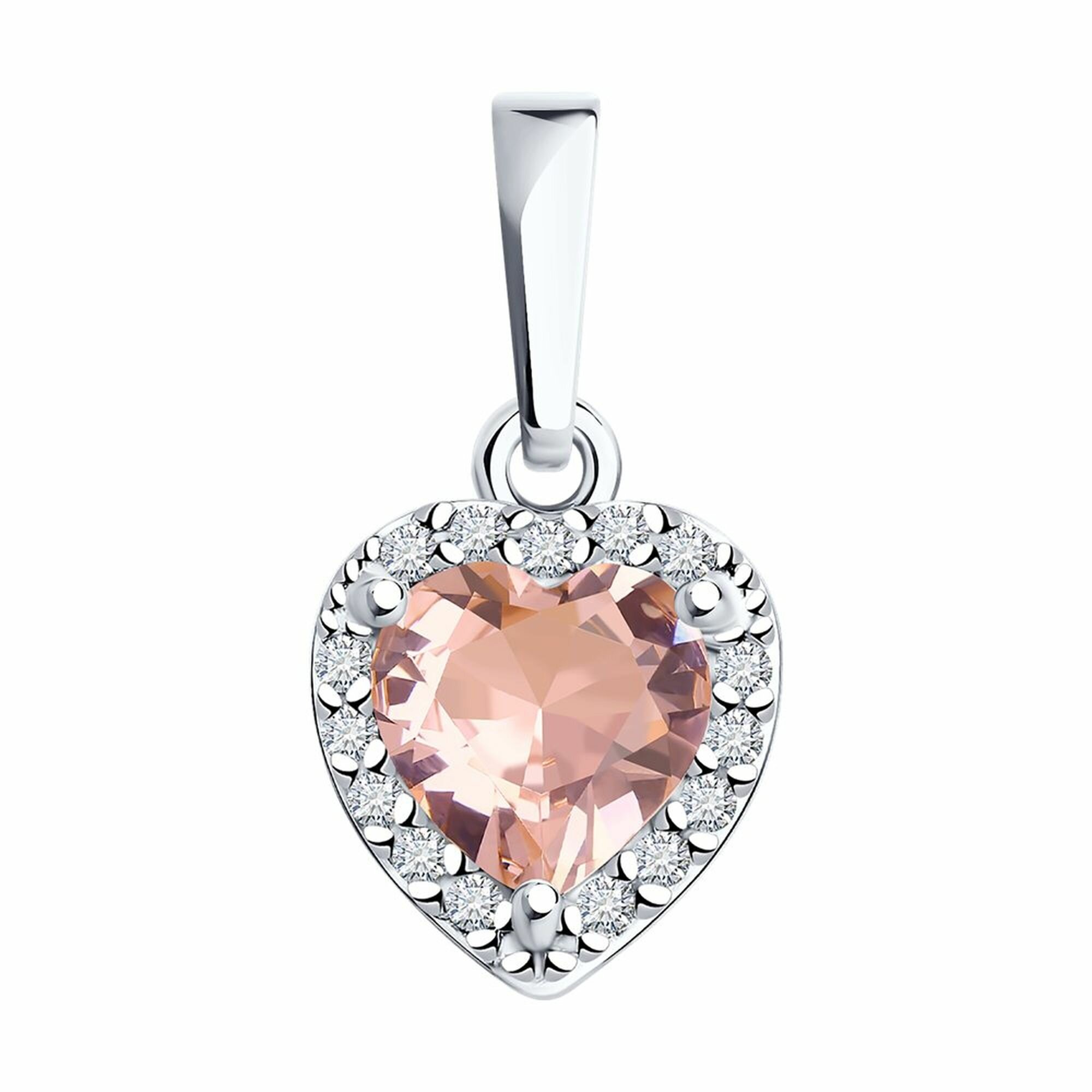 Подвеска Diamant online, серебро, 925 проба, родирование, морганит, фианит