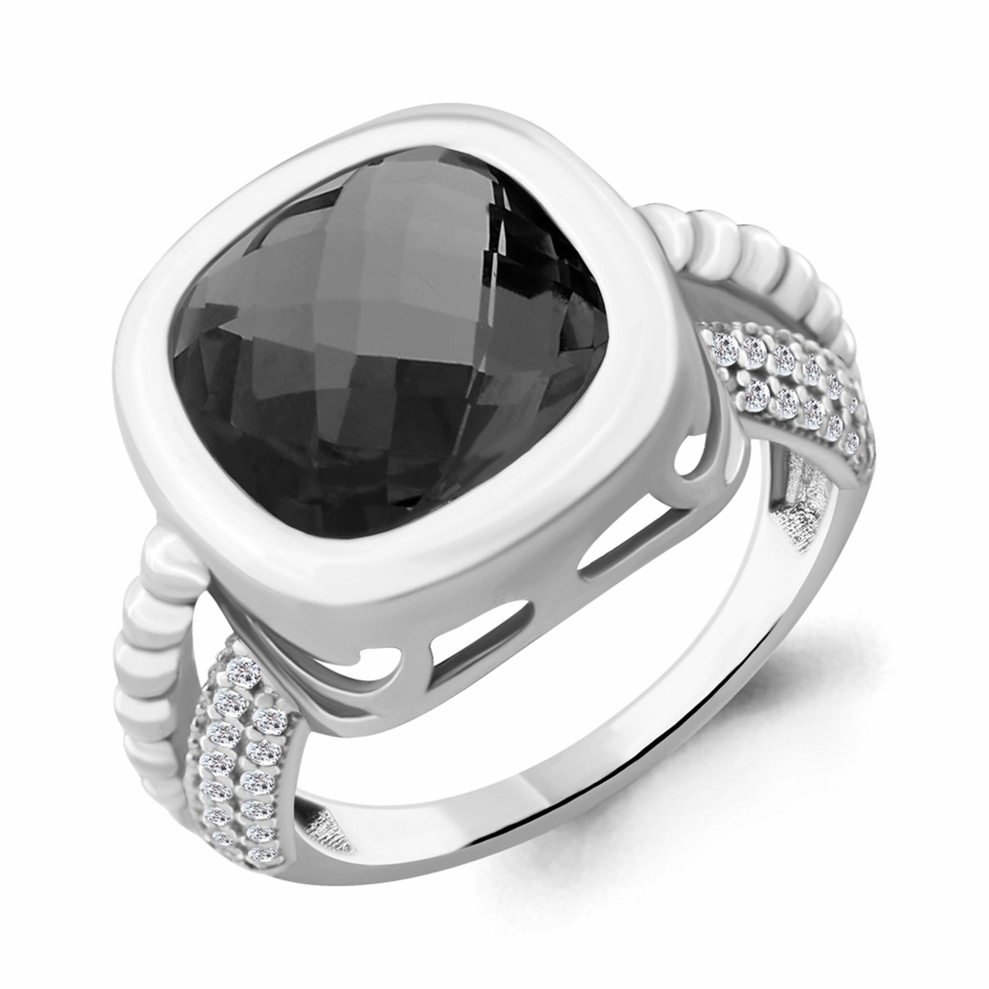 Кольцо, серебро, 925 проба, родирование, кристалл, фианит