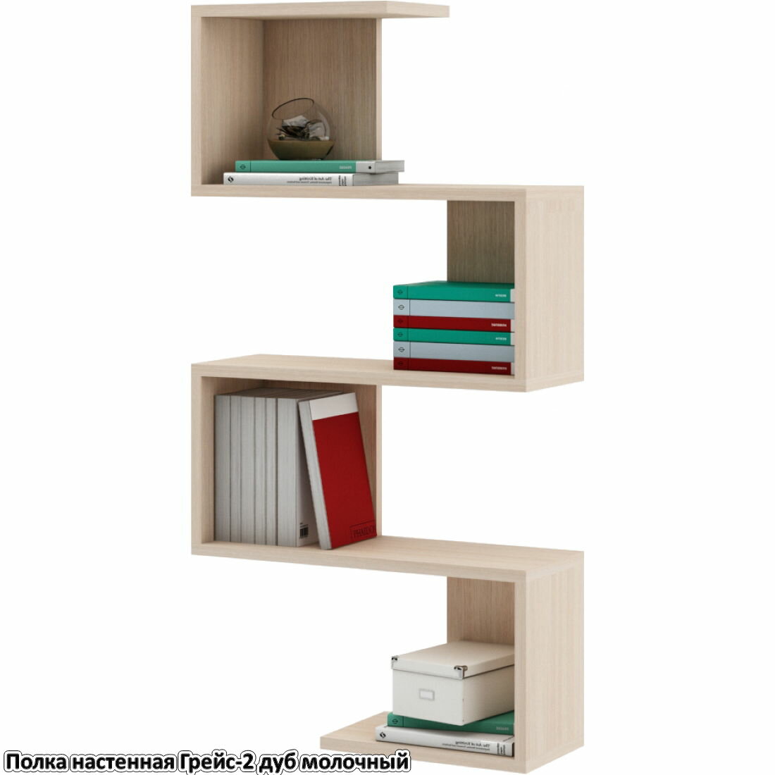 Полка настенная Грейс-2 Дуб-молочный, ЛДСП, МФ Владимир VMF, 50х98,4х18 см.