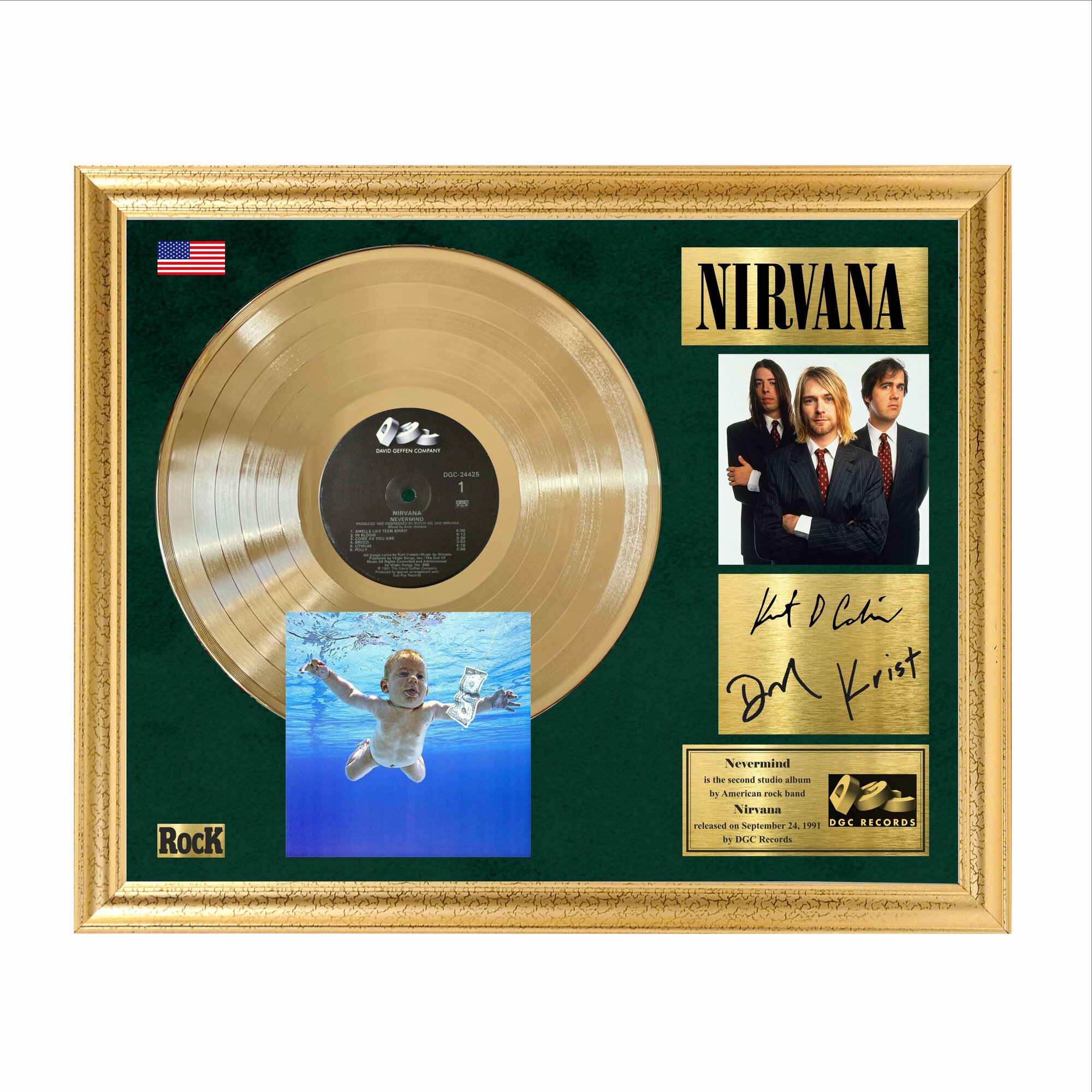 Золотая виниловая пластинка Nirvana Nevermind
