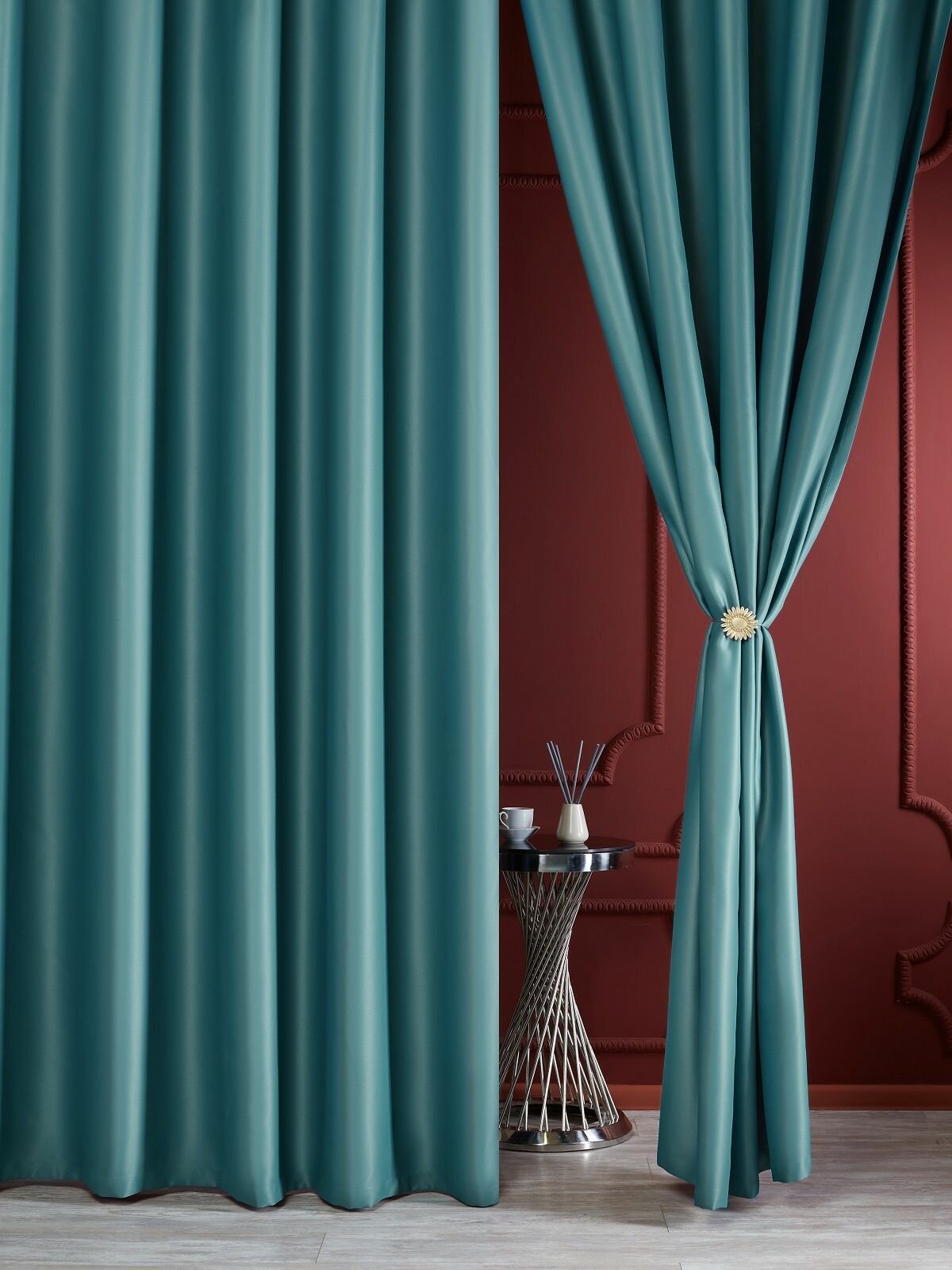 Шторы блэкаут для спальни для гостиной 300x270 (150x270-2 шт.) морская волна/Шторы для кухни