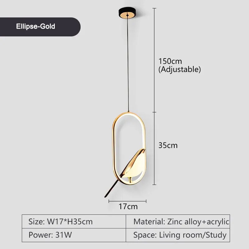 Подвесной светильник Ellipse-Gold, 31W, 150см, Neutral Light
