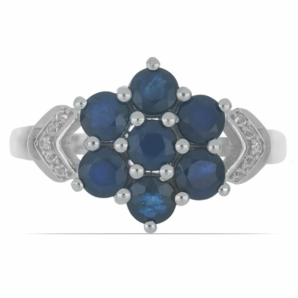 Кольцо, серебро, 925 проба, родирование, сапфир, топаз