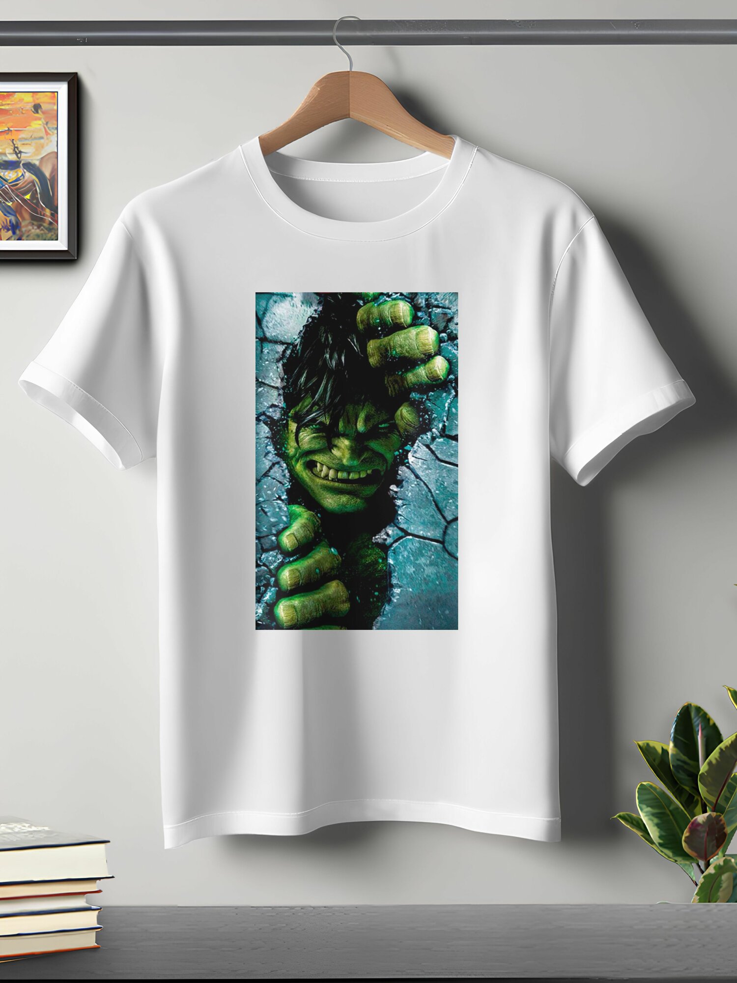 Футболка ONEQ унисекс 48-50 (L) размер с принтом Халк, белая