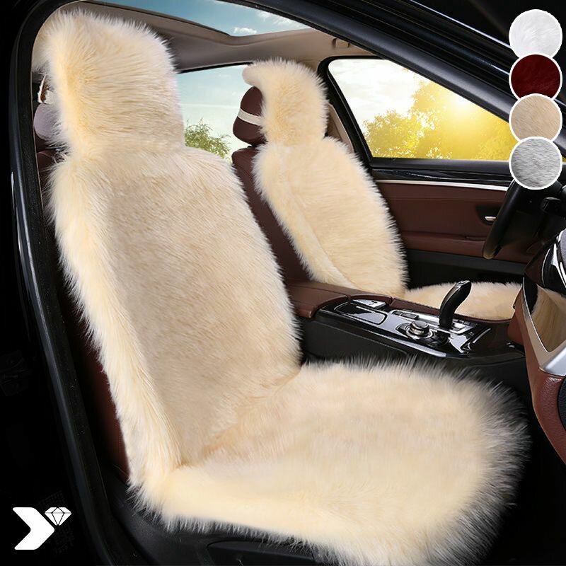 Накидки на сиденья автомобиля меховые,2шт, молочно-белый, длинный ворс, автомобильный чехол на сиденье