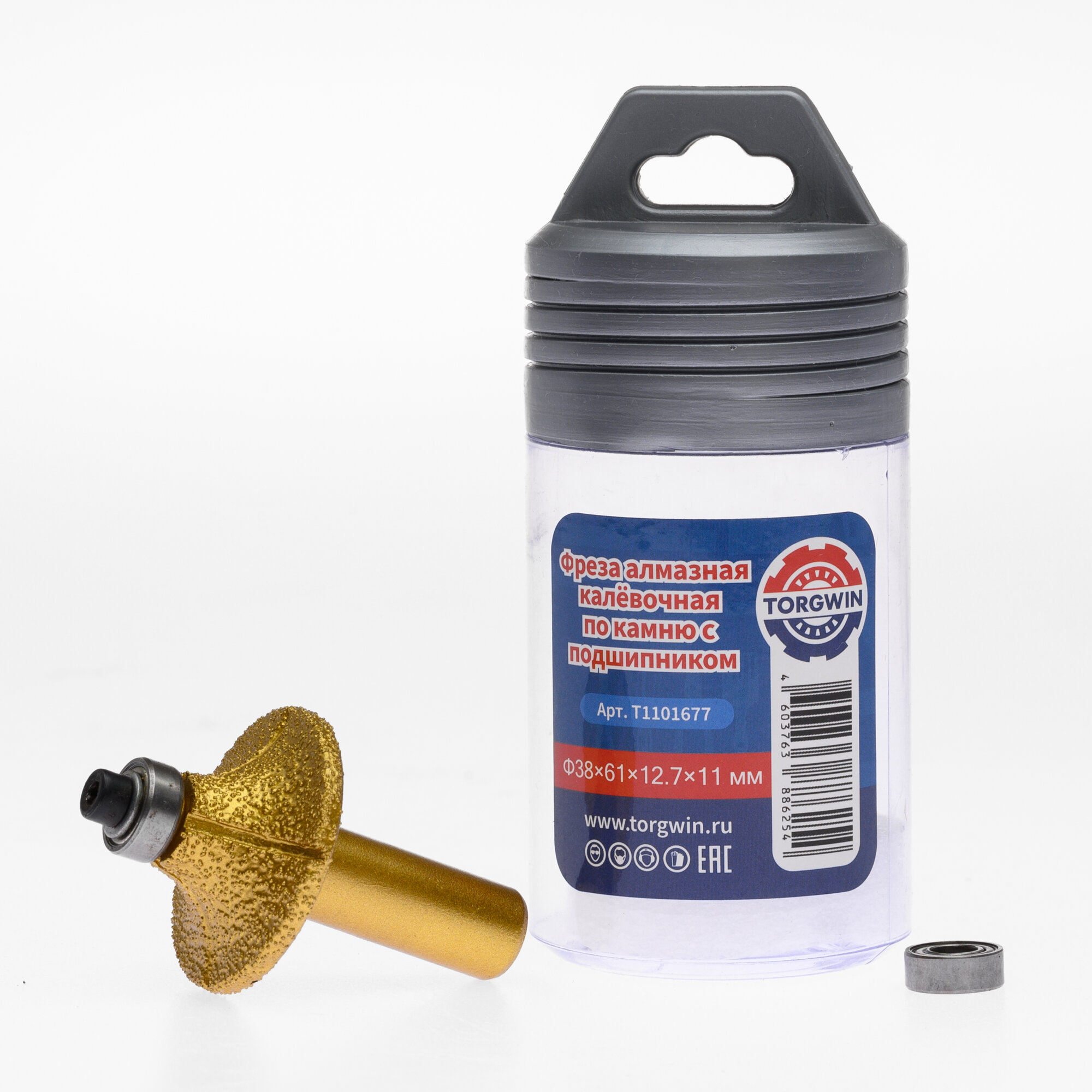 Фреза алмазная калёвочная по камню с подшипником 38*12.7*62 мм /T1101677