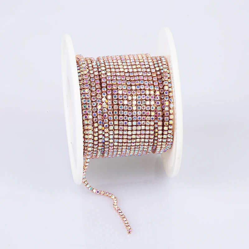 Хрустальная цепочка Rose Gold Crystal AB, 5 ярдов