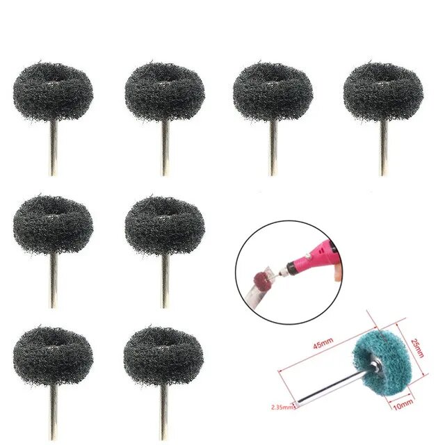 50 шт. 1-дюймовый набор абразивных кругов для полировки и полировки для вращающегося ручного инструмента Dremel, мини-дрель, волокнистая абразивная щетка с хвостовиком 2,35 мм 15pcs, black