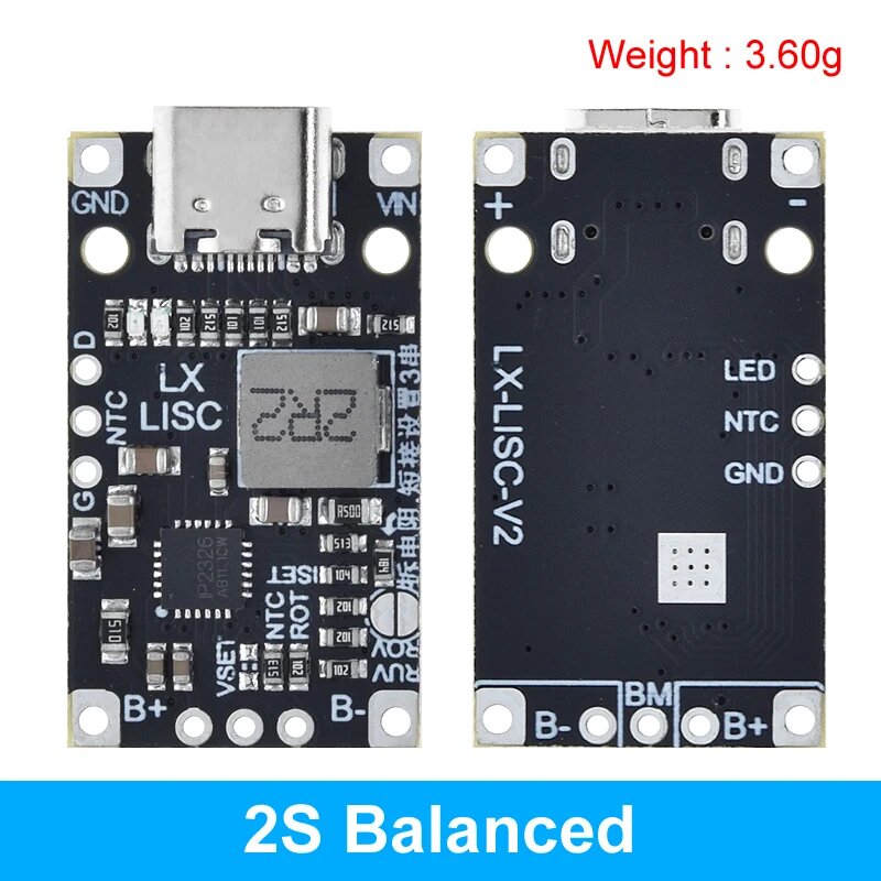 DIYTZT 2-3S BMS 15Вт Литиевый аккумуляторный модуль зарядки 3PCS, 2S black