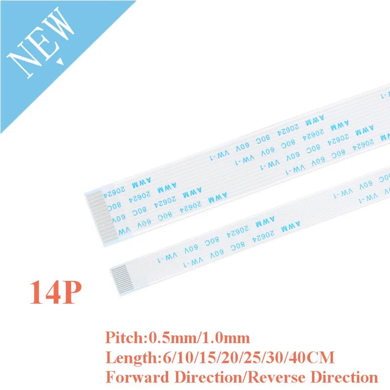 Ваш Cee гибкий плоский кабель FPC/FFC, 14 контактов, 6-40 см, 10 шт. 15cm, Pitch 1.0mm Forward