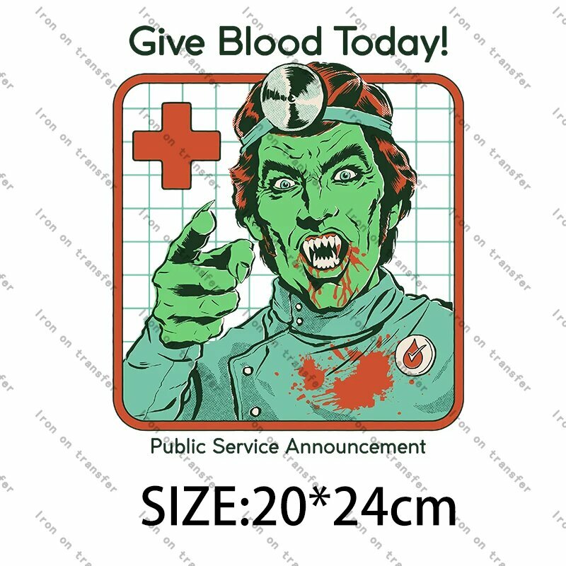 Термоаппликация "Вампир-врач, Give Blood Today!"