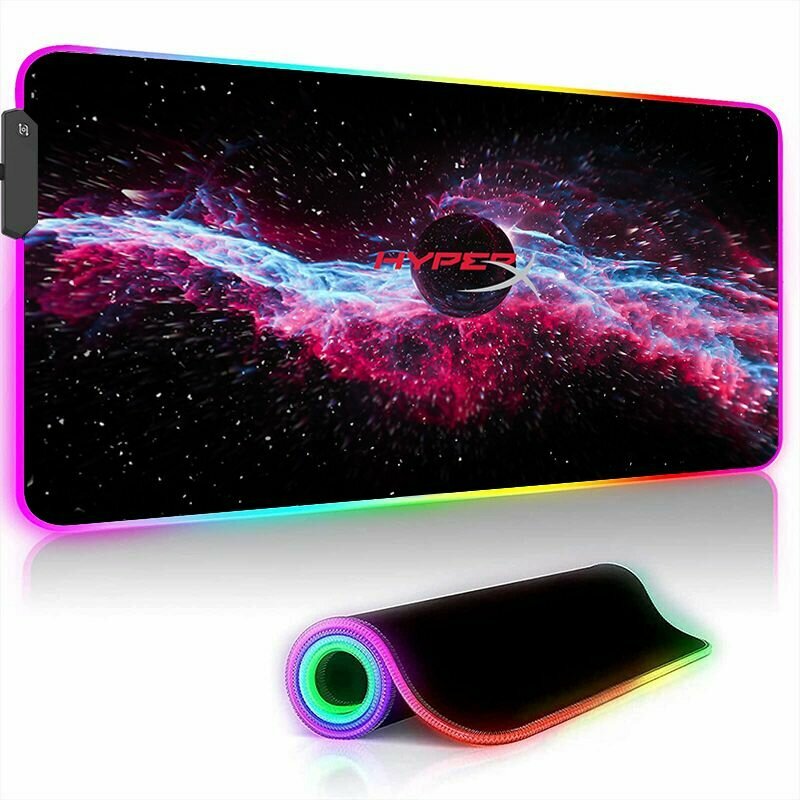Коврик HyperX Gaming Desktop, для клавиатуры и мышки, с RGB-подсветкой, зеркальный