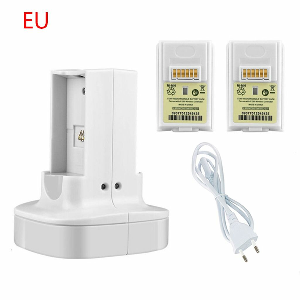 Двухзарядное зарядное устройство для игровой консоли XBOX360 pure white европейского стандарта
