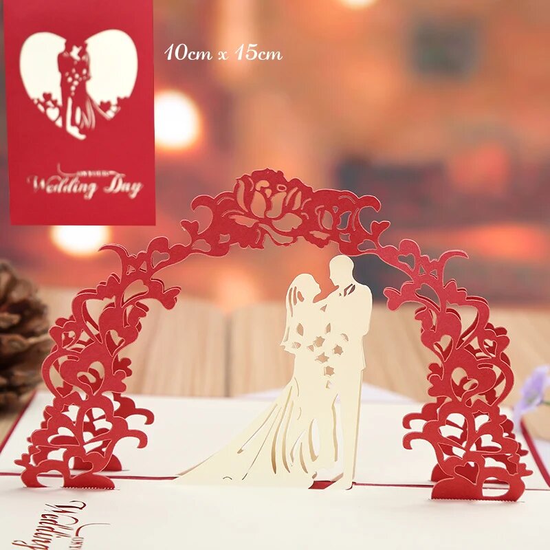 3D открытка с цветами parehope Красный, wedding day