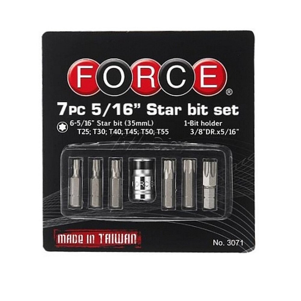Набор бит торкс T25-T55 L=30мм с держателем 3/8"х8 мм, 7 пр F-3071
